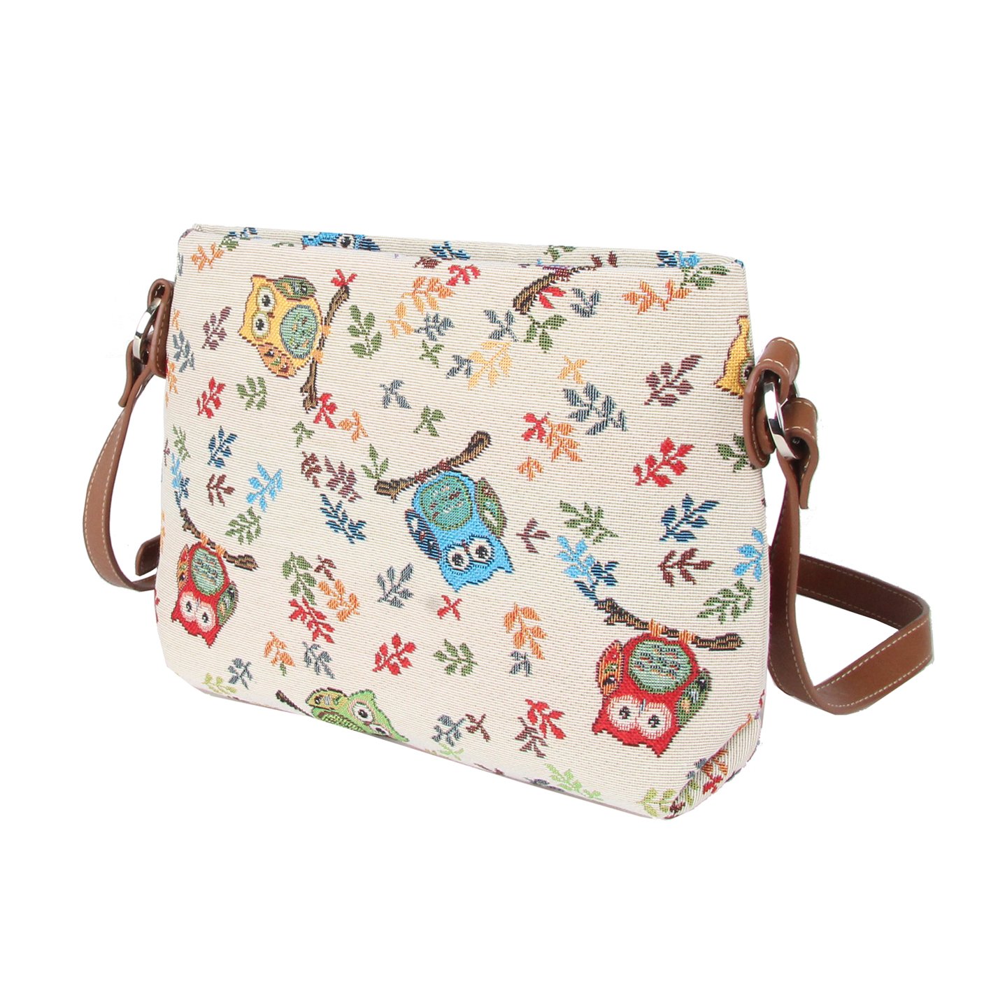 Signare Tapestry Crossbody Bag Shoulder Purse for Women In Owl Design (XB02-OWL)