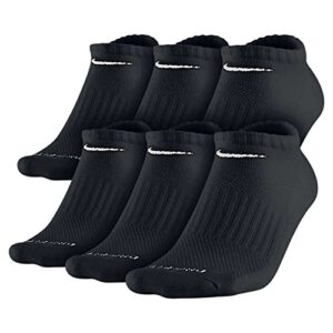 nike mens dri-fit cotton no show black socks 6-pack size medium