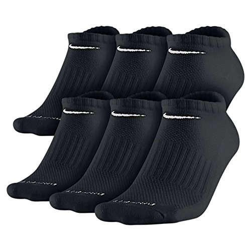 Nike Mens Dri-Fit Cotton No Show Black Socks 6-Pack Size Medium