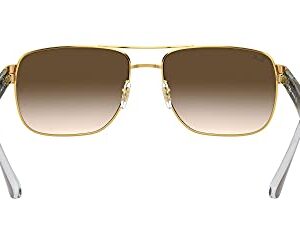 Ray-Ban Men's RB3530 Square Sunglasses, Gold/Brown Gradient Dark Brown, 58 mm + 1