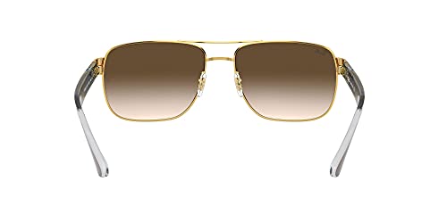 Ray-Ban Men's RB3530 Square Sunglasses, Gold/Brown Gradient Dark Brown, 58 mm + 1