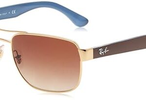 Ray-Ban Men's RB3530 Square Sunglasses, Gold/Brown Gradient Dark Brown, 58 mm + 1