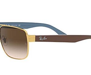 Ray-Ban Men's RB3530 Square Sunglasses, Gold/Brown Gradient Dark Brown, 58 mm + 1