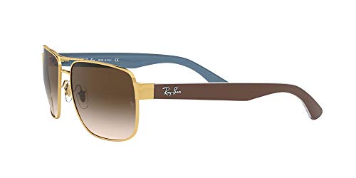 Ray-Ban Men's RB3530 Square Sunglasses, Gold/Brown Gradient Dark Brown, 58 mm + 1