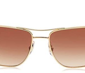 Ray-Ban Men's RB3530 Square Sunglasses, Gold/Brown Gradient Dark Brown, 58 mm + 1