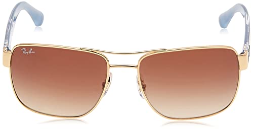 Ray-Ban Men's RB3530 Square Sunglasses, Gold/Brown Gradient Dark Brown, 58 mm + 1