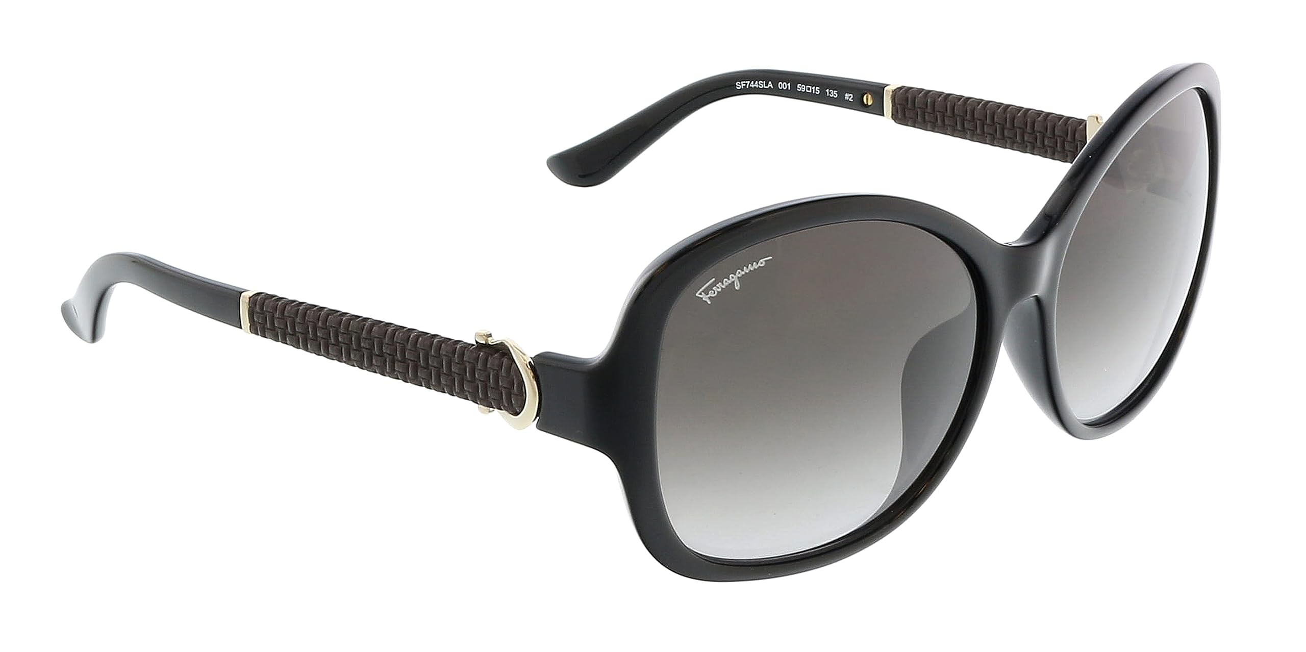 Salvatore Ferragamo SF744SLA 001 Sunglasses Black/Grey Gradient Lenses 59mm