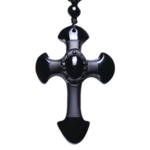 Natural Obsidian Cross Pendant