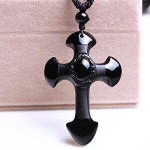 Natural Obsidian Cross Pendant