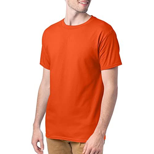 Hanes mens Essentials Short Sleeve T-shirt Value Pack (4-pack) athletic t shirts, Orange, Small US