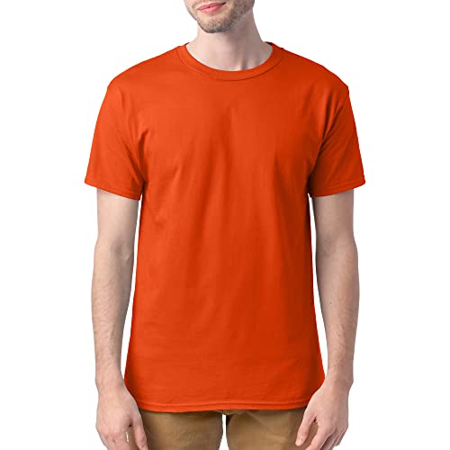 Hanes mens Essentials Short Sleeve T-shirt Value Pack (4-pack) athletic t shirts, Orange, Small US