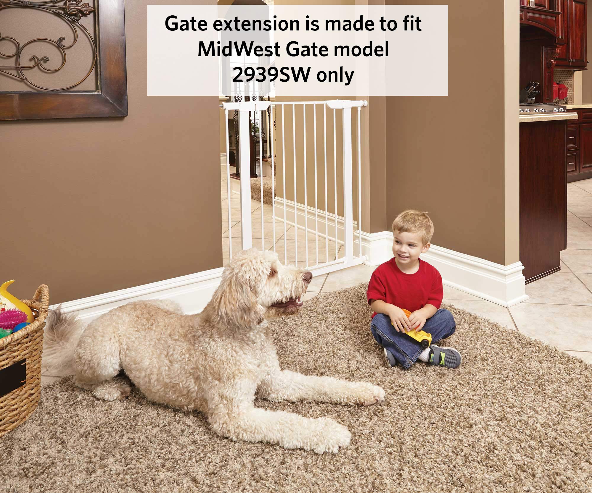 MidWest Homes for Pets Steel Pet Gate Extension; Pet Gate Extension Measures 6' Wide x 39' High in Soft White (Fits MW Model # 2939SW)