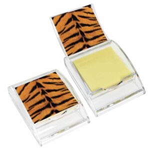 tiger print sticky note holder - wildlife animal theme design - stationery gift - office business school supplies