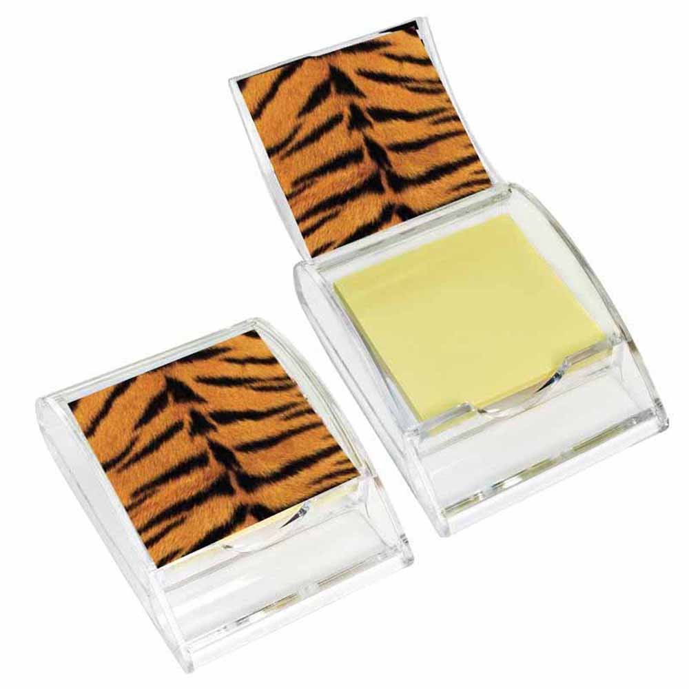 Tiger Print Sticky Note Holder - Wildlife Animal Theme Design - Stationery Gift - Office Business School Supplies