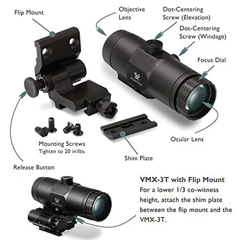 Vortex Optics VMX-3T Magnifier with Built-in Flip Mount with Vortex Hat