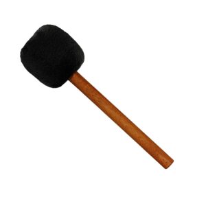 gong mallet beater with sapele wood handle and soft fleece head — made in germany — for meditation, sound healing therapy and yoga,2-year warranty