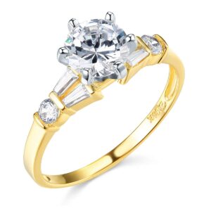 14k yellow gold solid wedding engagement ring - size 7