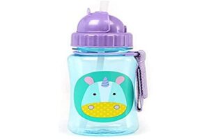 skip hop toddler sippy cup with straw, zoo straw bottle, unicorn