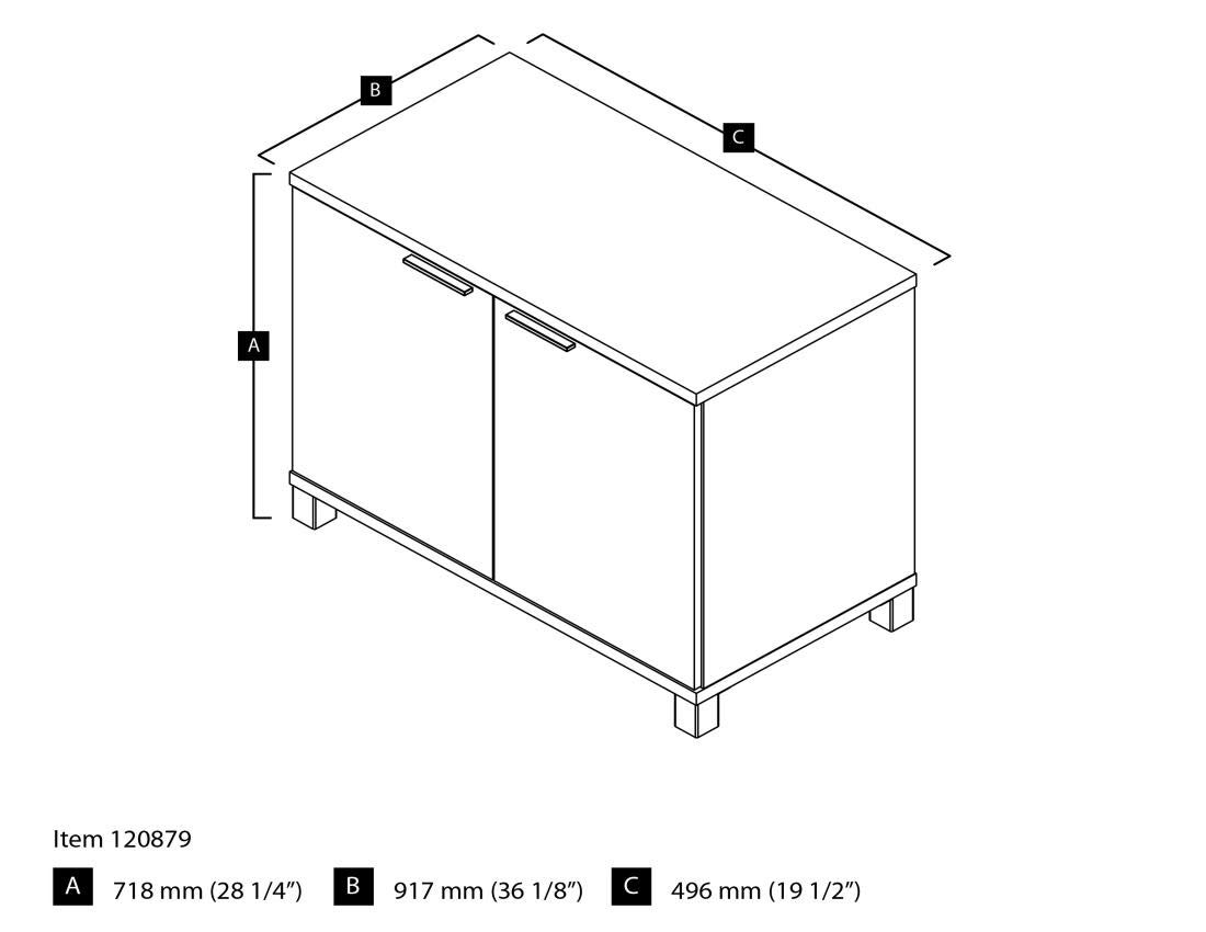 BESTAR Pro Linea 2 Door Storage Unit, Bark Grey