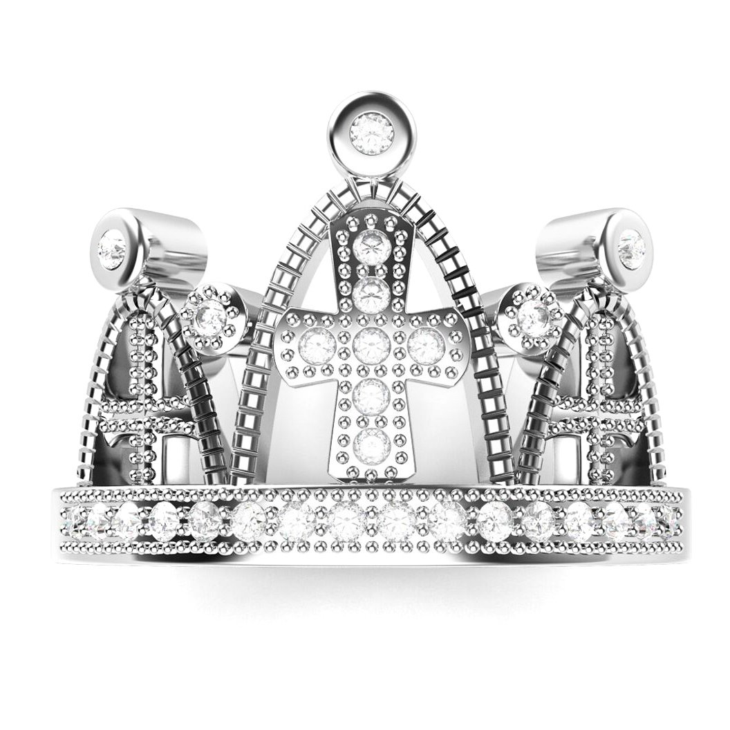 Metal Factory 925 Sterling Silver Cubic Zirconia Princess Cross Crown Tiara CZ Band Ring, Nickel Free Sz 11