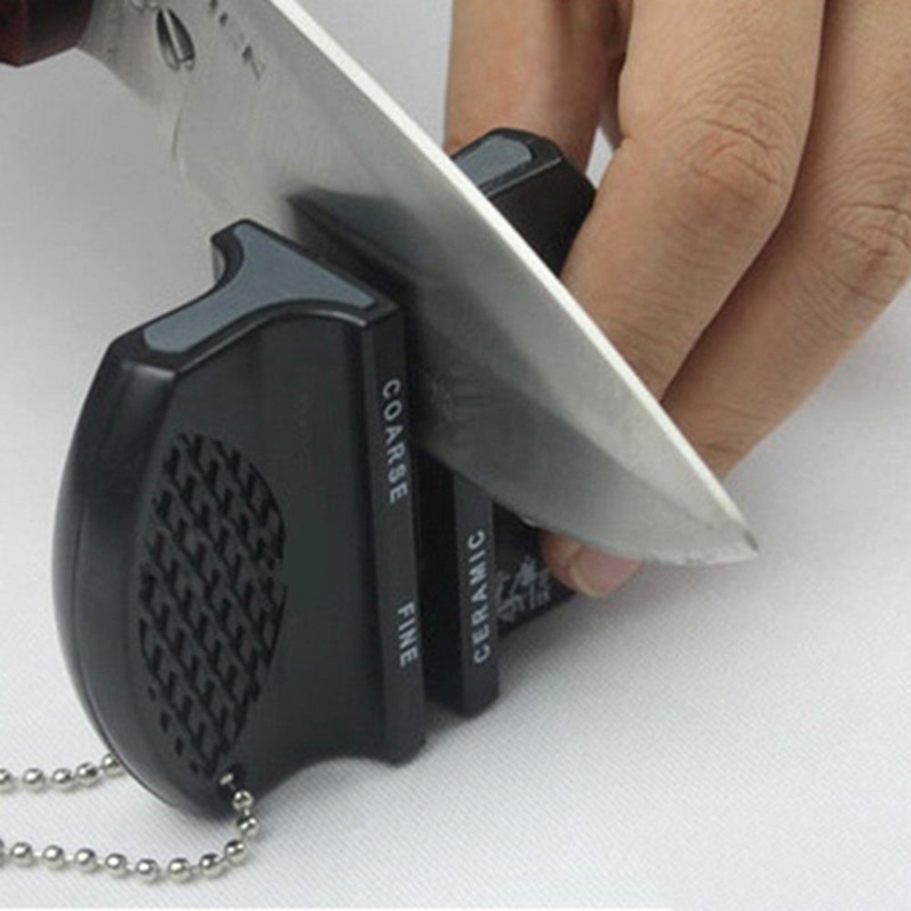 1x Mini Ceramic Rod Tungsten Steel Camp Pocket Kitchen Knife Sharpener Tool 7 x 6cm (Random Color)