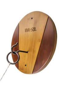 triumph sports viva sol premium bamboo walnut finish hook and ring target game for use indoors and outdoors , 8.00 x 8.00 x 1.00"