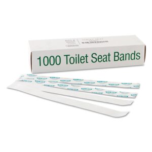 bgc300591 sani/shield printed toilet seat band, paper, blue/white, 16quot; wide x 1-1/2quot; deep