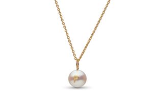 14k a-z monogram initial cultured pearl pendants (p yellow gold)