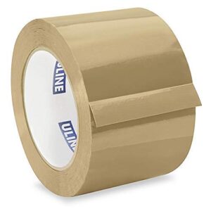 uline industrial shipping & packing tape 3" x 110 yards 2.0 mil - tan (4 pack)