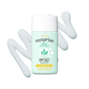 etude sunprise mild airy finish sun milk spf50+ / pa++++ | sebum-free, non-sticky, long lasting protection, 100% mineral based sunscreen | kbeauty