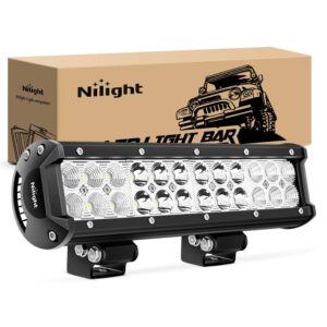 nilight - ni06a-72w 12inch 72w spot flood combo led light bar off road lights boat lights fog light driving lights led work light for trucks, 2 years warranty