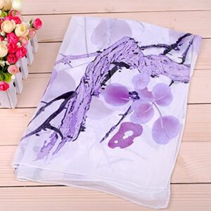 GOFINEE Women Chiffon Long Neck Scarf Head Hair Wrap Soft Lightweight Grape