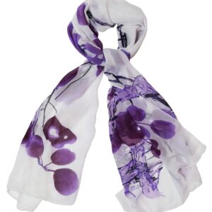 GOFINEE Women Chiffon Long Neck Scarf Head Hair Wrap Soft Lightweight Grape