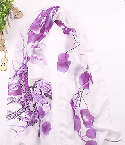 GOFINEE Women Chiffon Long Neck Scarf Head Hair Wrap Soft Lightweight Grape