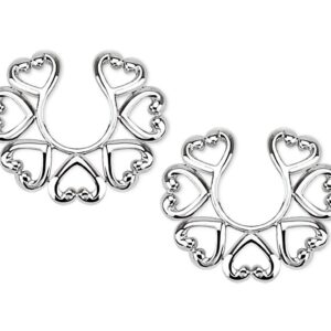 Vintage Hearts Clip On Non Pierce Nipple Rings, Sold as Pair