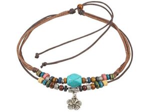 ancient tribe adjustable hemp cords wood beads beaded choker necklace