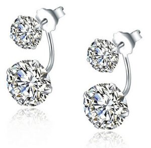 infinite u 925 sterling silver double ball earrings jacket front back 2 in 1 stud earrings (a)