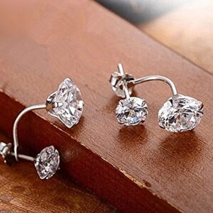 Infinite U 925 Sterling Silver Double Ball Earrings Jacket Front Back 2 in 1 Stud Earrings (A)