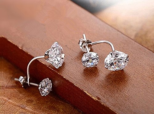 Infinite U 925 Sterling Silver Double Ball Earrings Jacket Front Back 2 in 1 Stud Earrings (A)