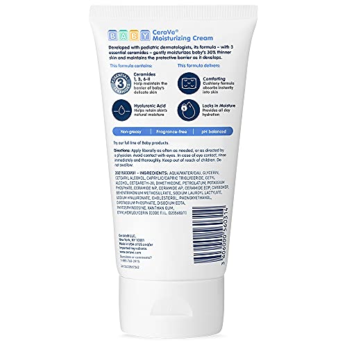 CeraVe Baby Cream | Gentle Moisturizing Cream with Hyaluronic Acid | Paraben, Phthalate, & Fragrance Free | 5 Ounce