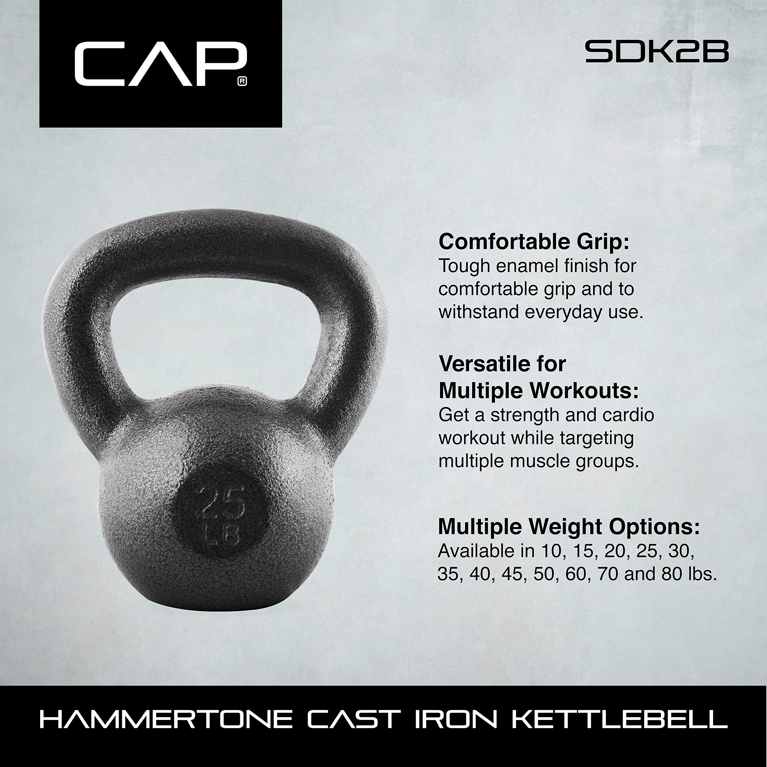 CAP Barbell Black Cast Iron Kettlebell | 35 Pounds