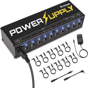 donner dp-1 guitar power supply 10 isolated dc output for 9v/12v/18v effect pedal