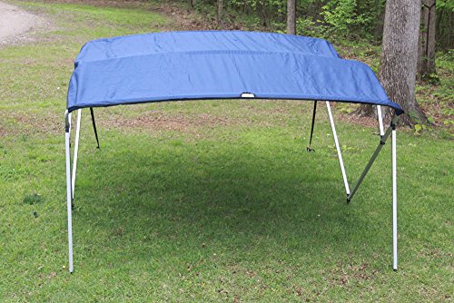 Vortex Direct Navy Blue Fabric Square Tube Frame 4 Box Bimini Top,10' Long, 97"-103" Wide, 54" Tall