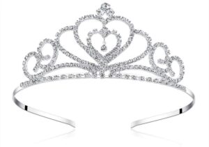 lovelyshop rhinestone crystal tiara-wedding bridal prom birthday pegeant prinecess crown (heart-1 pack