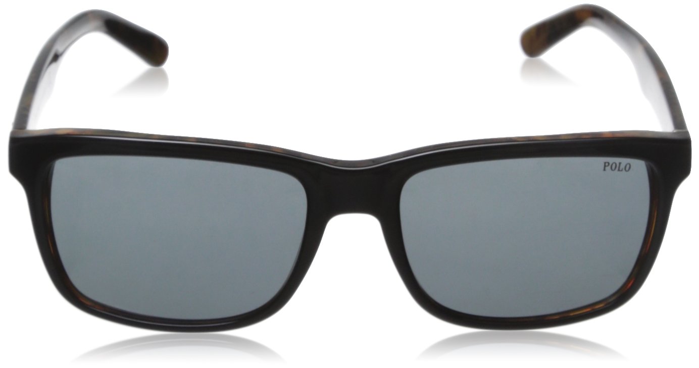 POLO RALPH LAUREN Mens PH4098 Square Sunglasses, Top Black On Jerry Tortoise/Grey, 57 mm