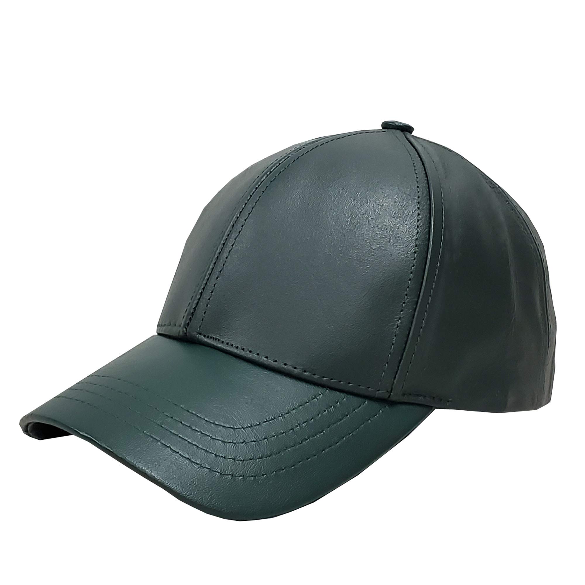 Emstate Genuine Cowhide Leather Unisex Adjustable Baseball Cap Made in USA (Hunter Green)