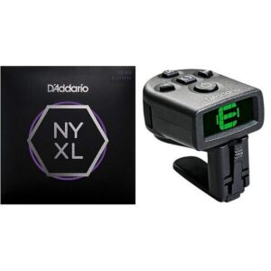 d'addario nyxl medium electric guitar strings and ns micro tuner bundle