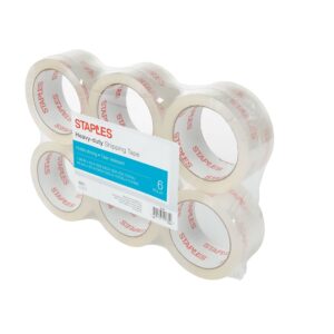 staples 601376 heavy duty shipping packing tape 1.88-inch x 54.6 yds clear 6/rolls