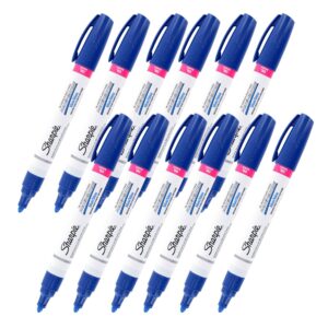 sharpie oil-based paint marker, medium point, blue ink, pack of 12