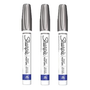 sharpie oil-based paint marker, medium point, metallic silver ink, pack of 3